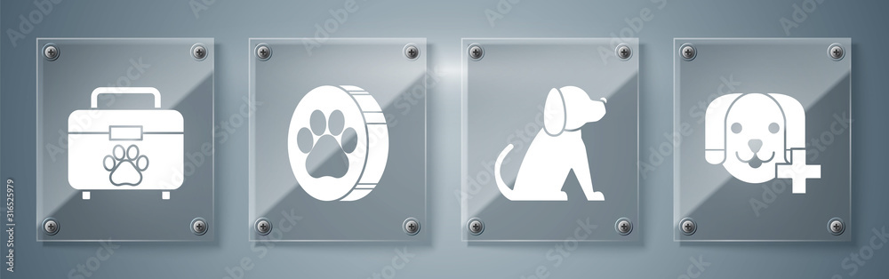 Set Veterinary clinic symbol, Dog, Paw print and Pet first aid kit ...
