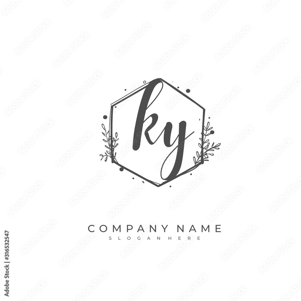 Handwritten initial letter K Y KY for identity and logo. Vector logo ...