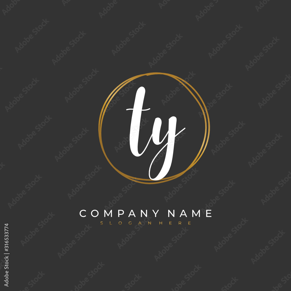 Handwritten initial letter T Y TY for identity and logo. Vector logo ...