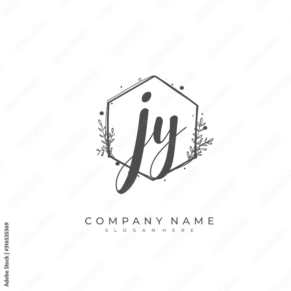 Handwritten initial letter J Y JY for identity and logo. Vector logo ...