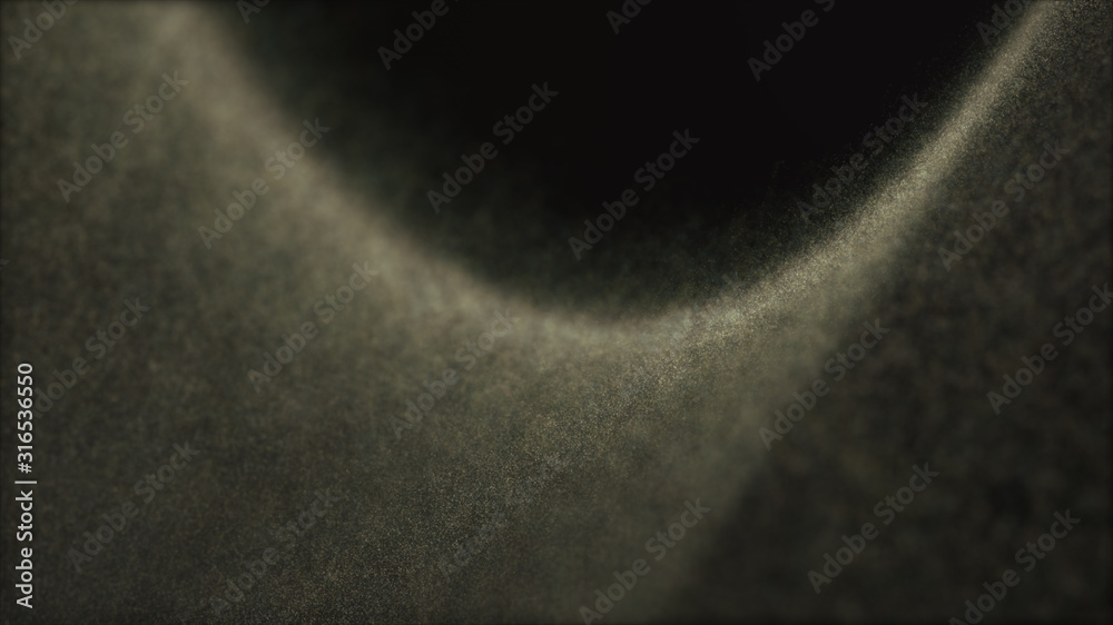 Defocus mysterious sparkling illuminated dust particles floating in the ...