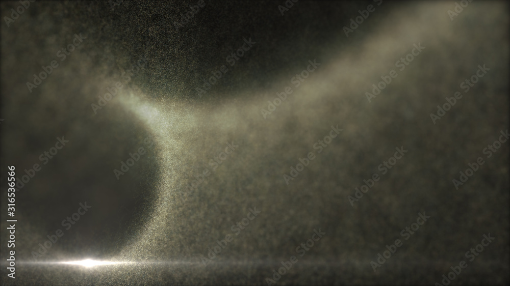 Defocus mysterious sparkling illuminated dust particles floating in the ...