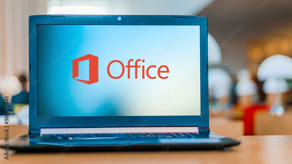 aptop computer displaying logo of Microsoft Office Stock Photo | Adobe ...