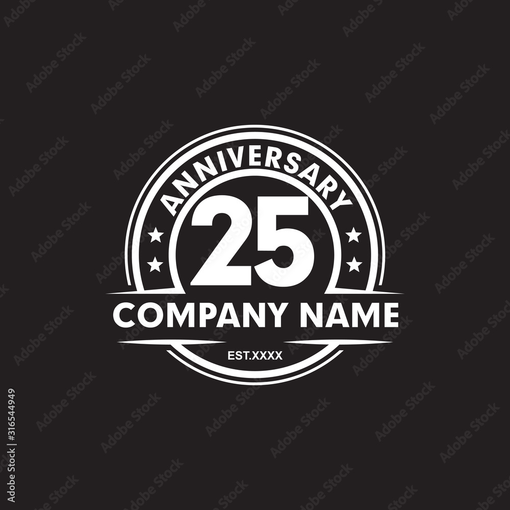 25th year anniversary emblem logo design vector template Stock Vector ...