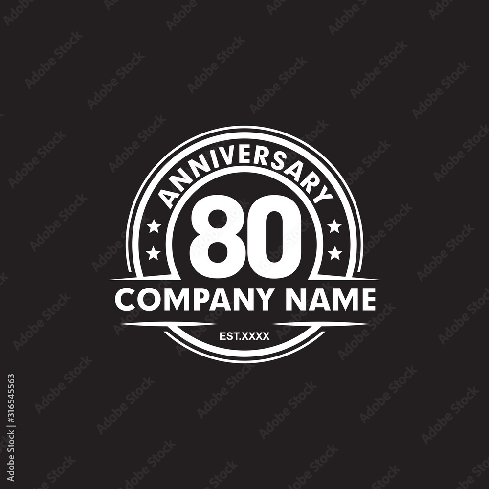 80th year anniversary emblem logo design vector template Stock Vector ...