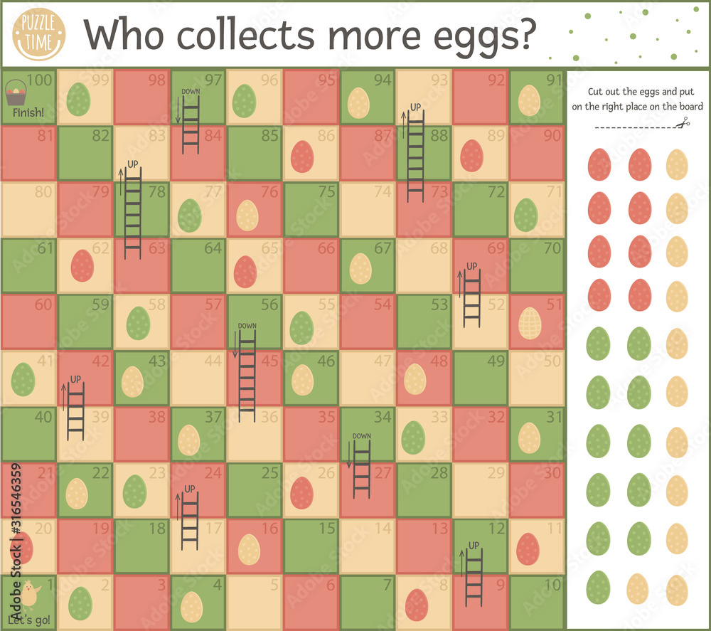 Easter egg hunt board game for children with traditional symbols ...