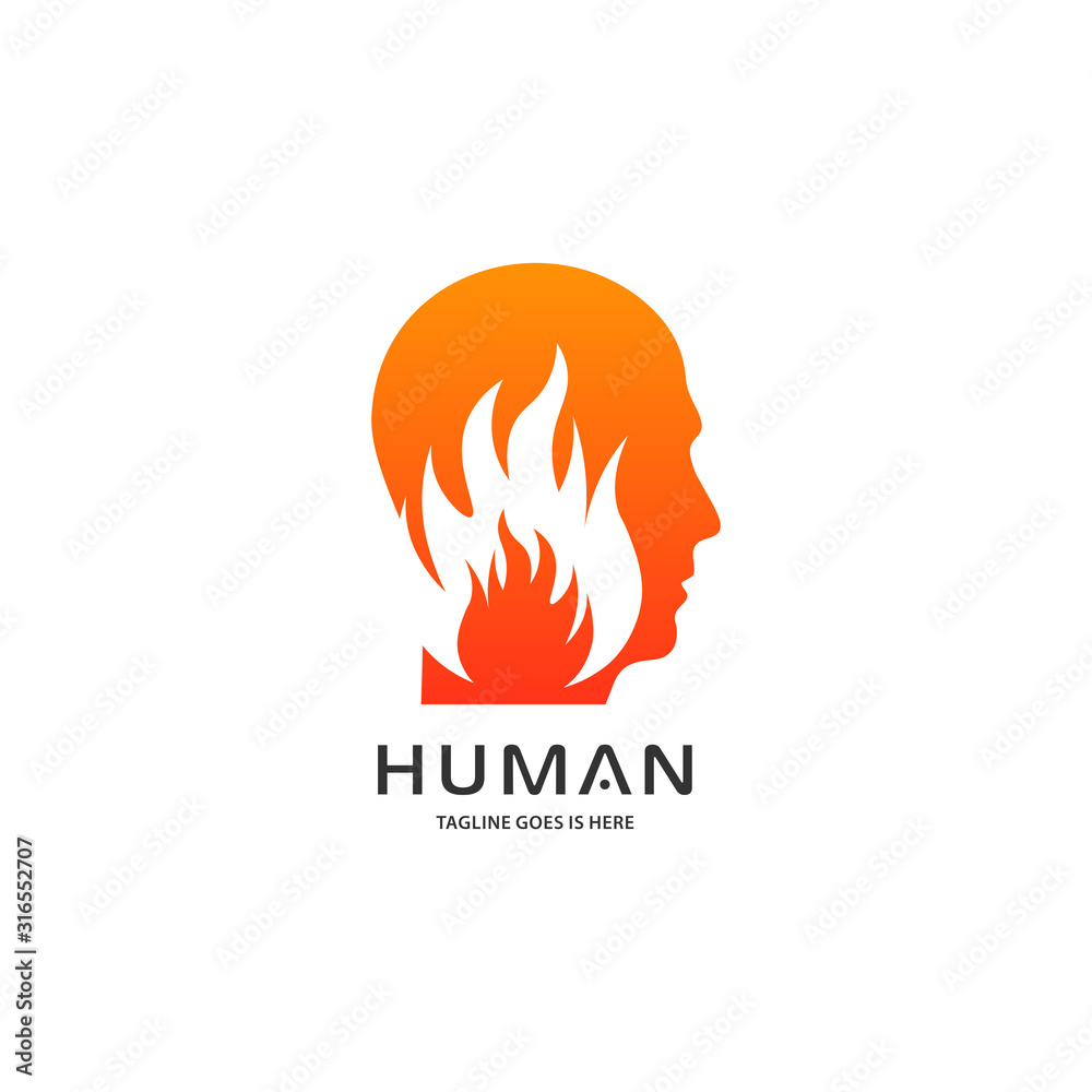 Vector symbol of human head. Profile face isolated on white background ...