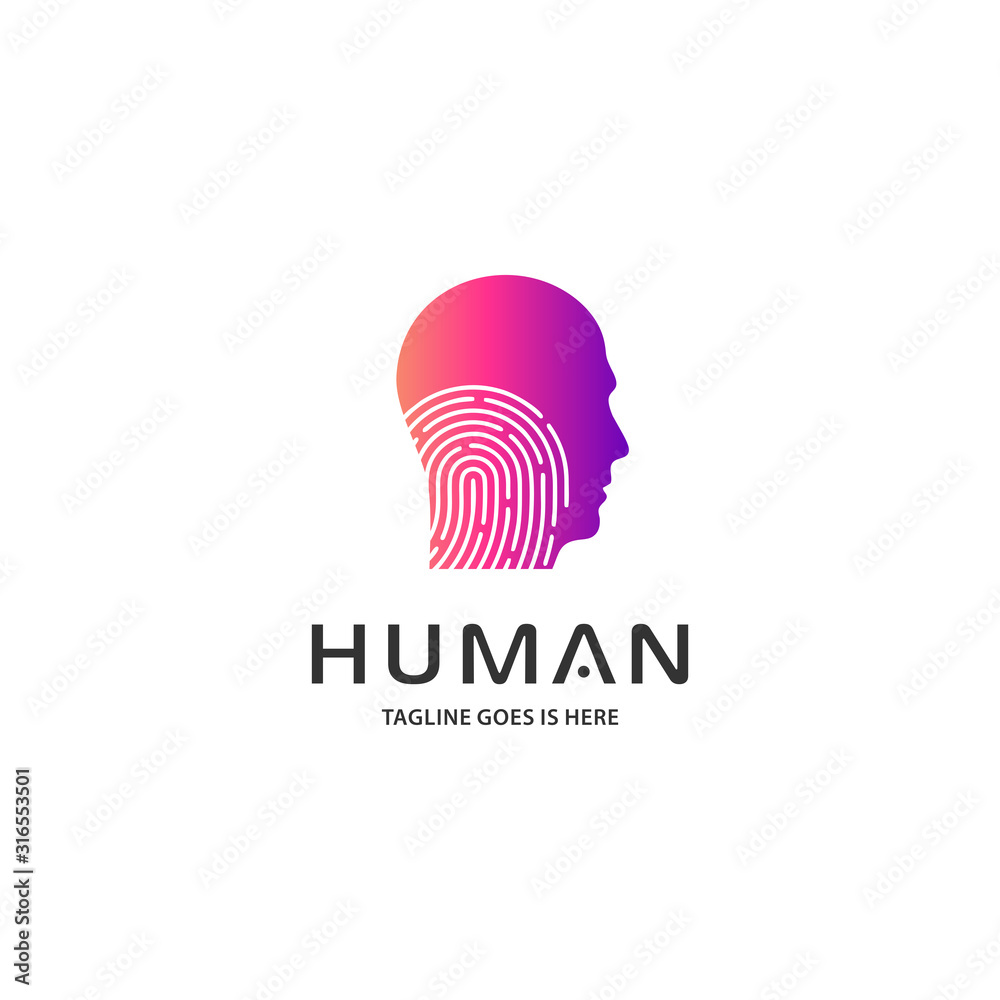 Vector symbol of human head. Profile face isolated on white background ...