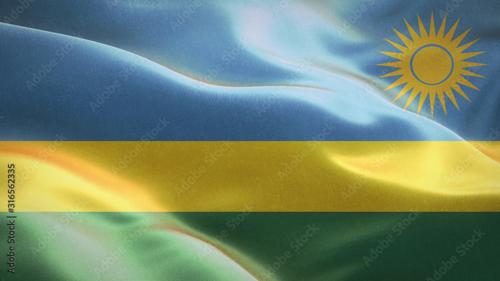 Flag of Rwanda waving in the wind. 3D Waving flag design. The national ...