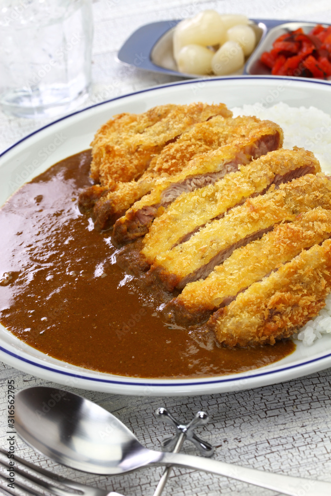 katsu curry, japanese curry with pork cutlet Stock Photo | Adobe Stock