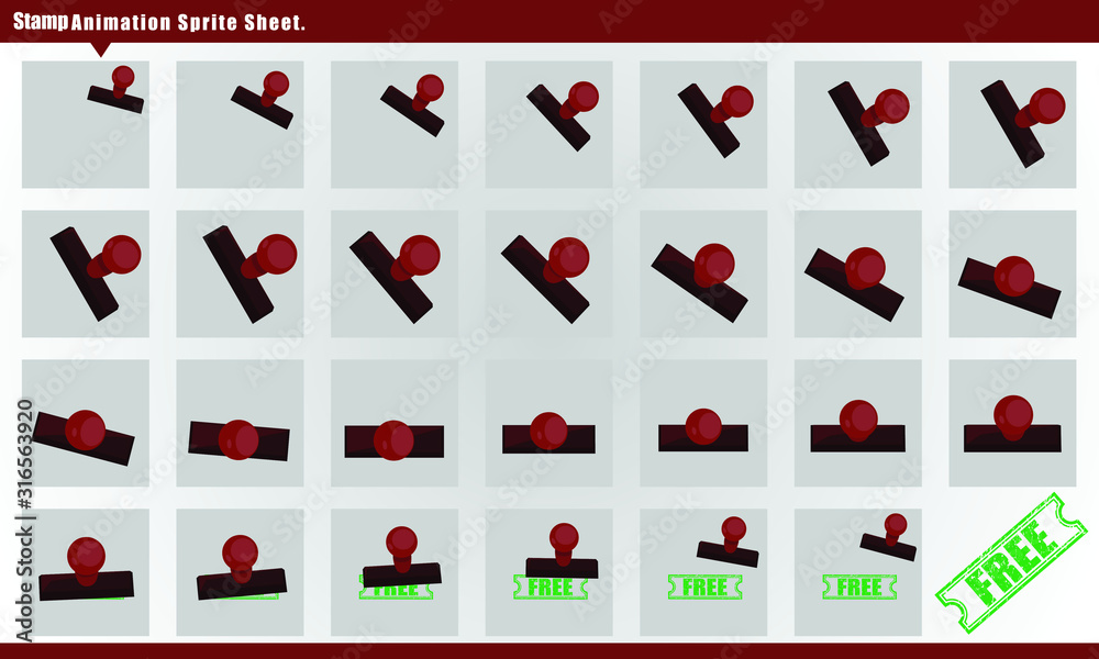Free Stamp, With animation. Stamp Animation Sprite Sheet Vector ...