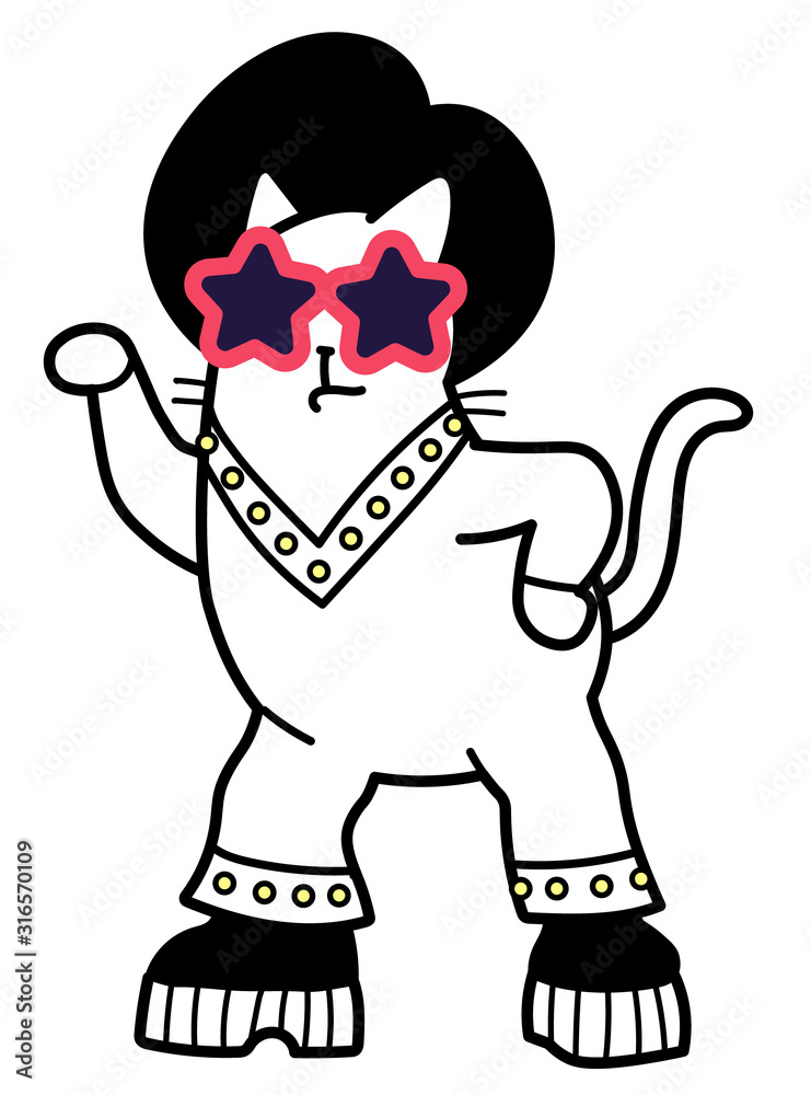 Cartoon Vector Han Drawn Illustration Drawing Of A Dancer Cat With A ...
