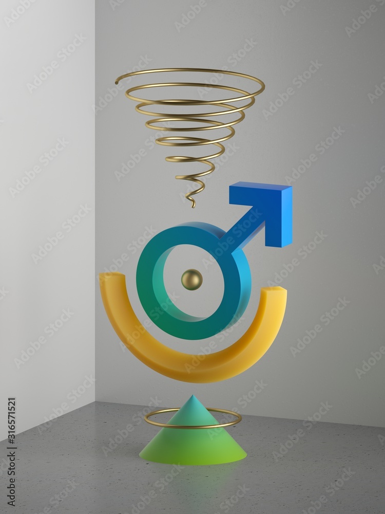 3d render, abstract geometric shapes isolated, white background. Man ...