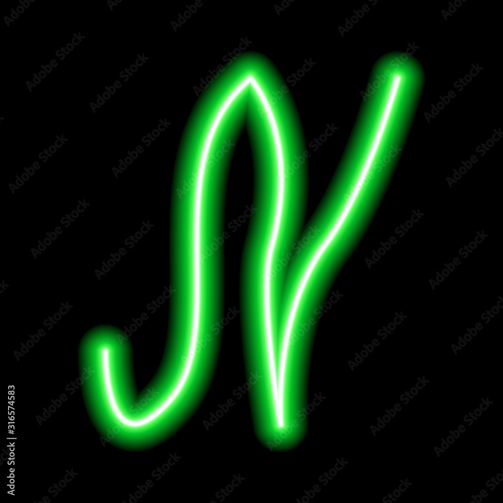 Neon Green Letter N