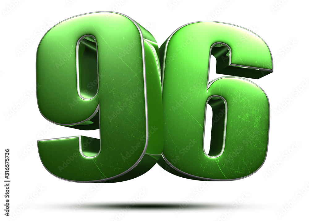 3D illustration Number 96 green on a white background.(with Clipping ...