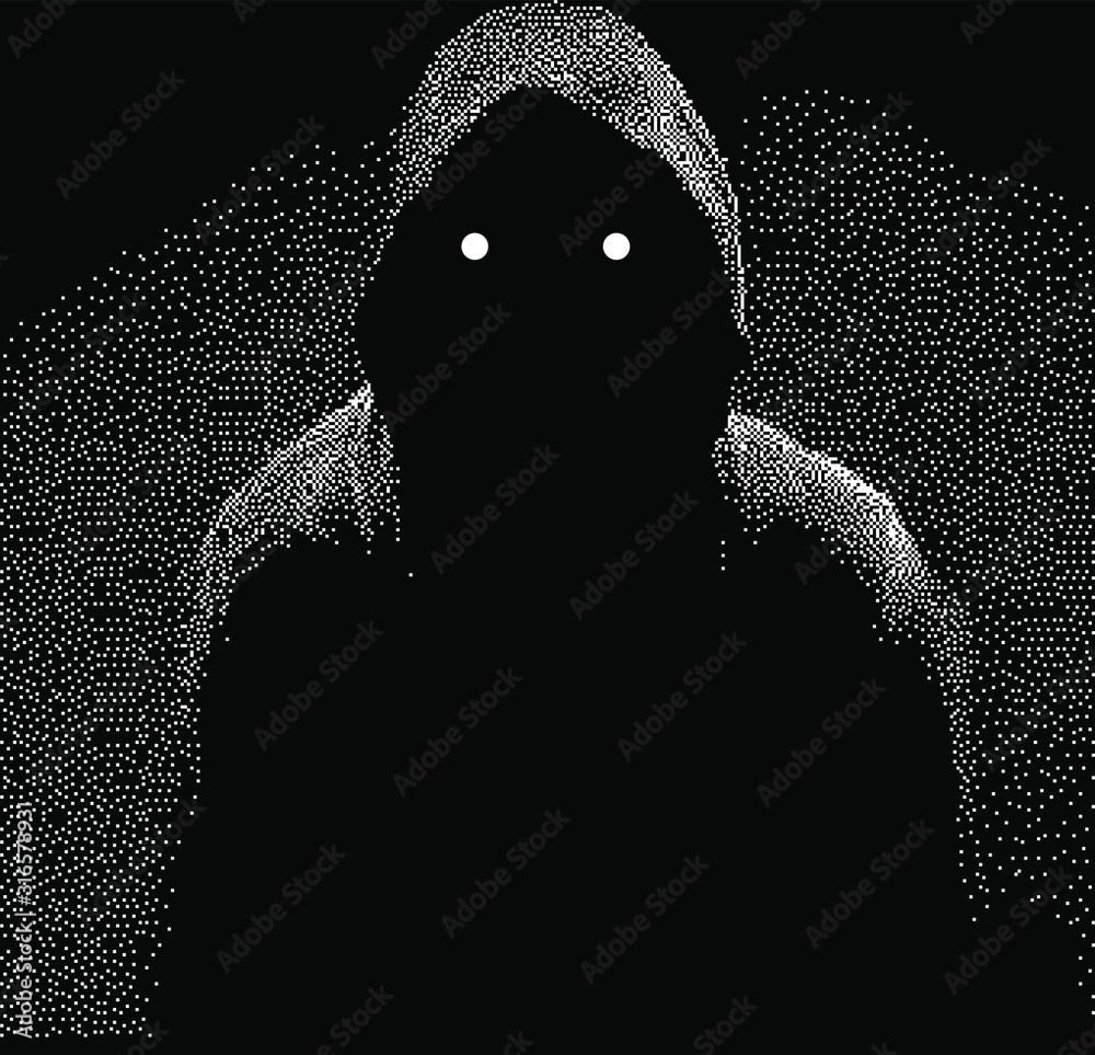 Anonymous woman or man in hood without face. Futuristic cyberpunk ...