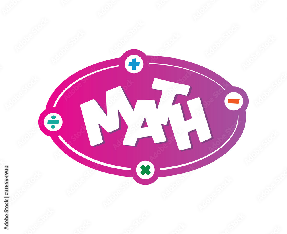 gradient math word. math symbols and word math in ellipse Stock Vector ...