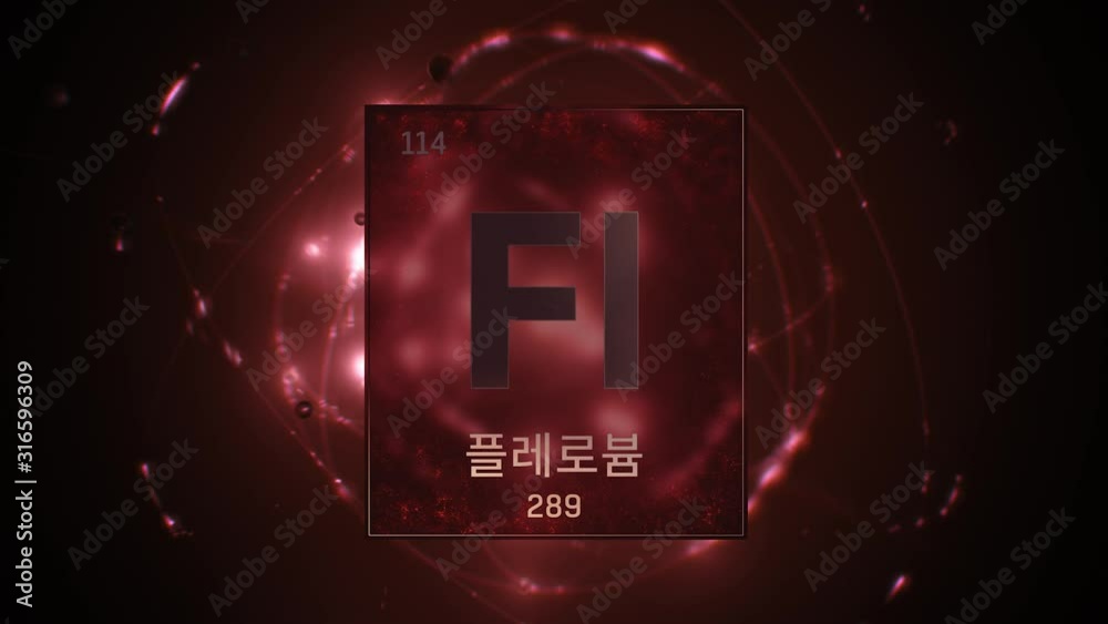 Flerovium as Element 114 of the Periodic Table. Seamlessly looping 3D ...