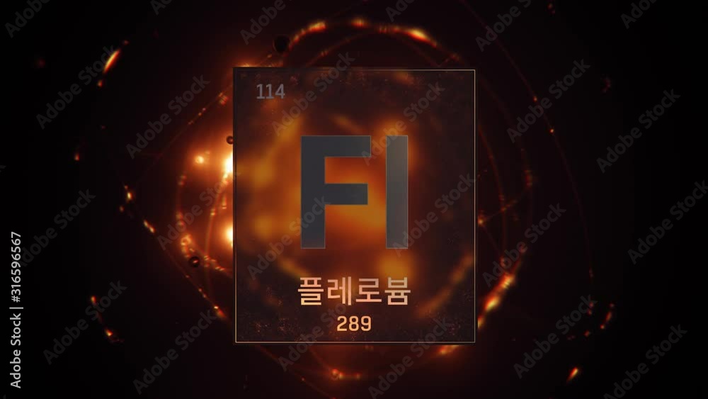 Flerovium as Element 114 of the Periodic Table. Seamlessly looping 3D ...