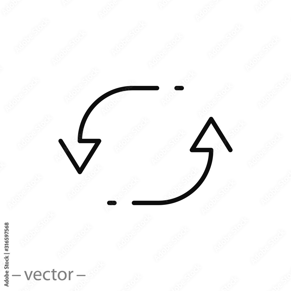 exchange trade icon, return or swap, swap cycle, thin line web symbol ...