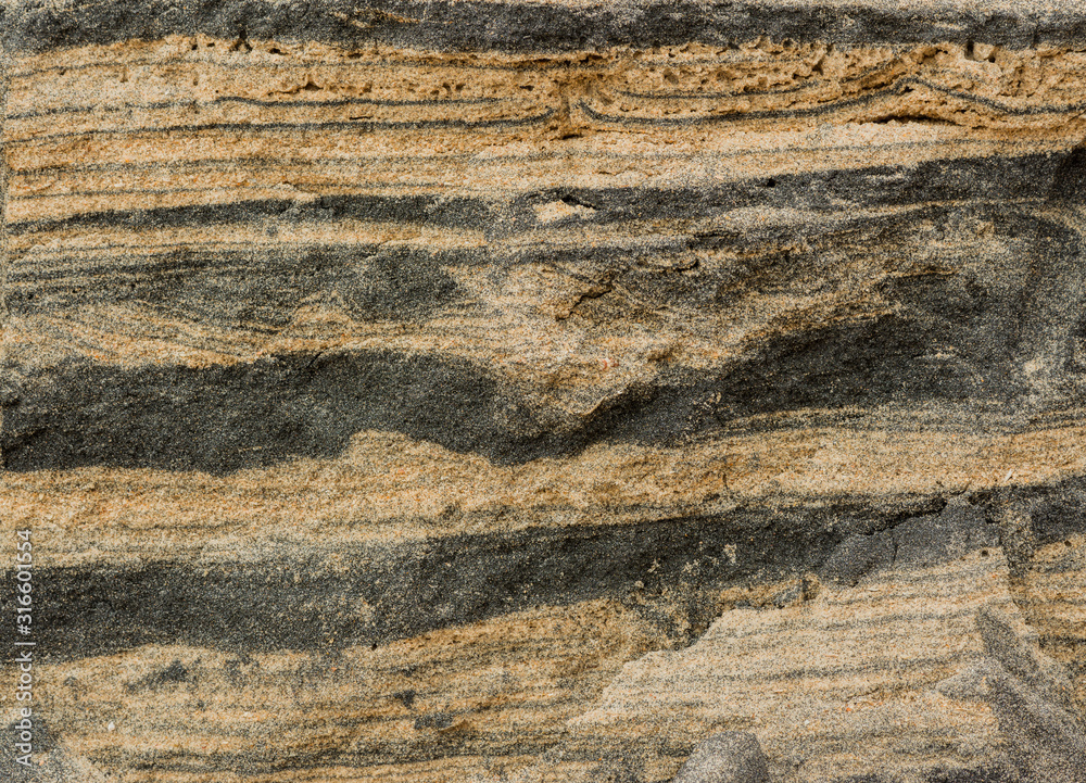 background of cross section dirty sand layers in nature beach Stock ...