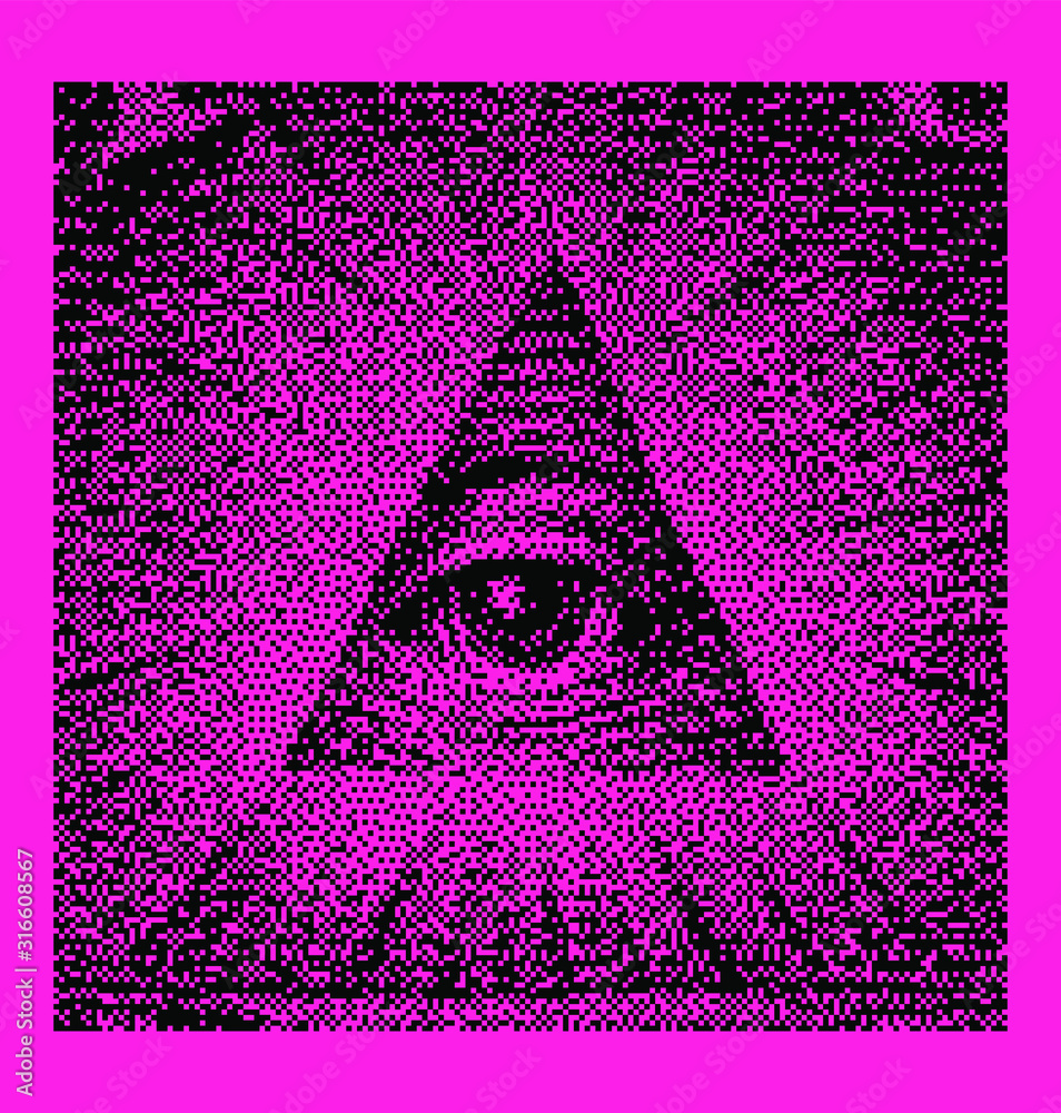 All seeing eye symbol made in pixel art technique. The Eye of ...