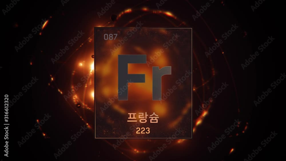 Francium as Element 87 of the Periodic Table. Seamlessly looping 3D ...