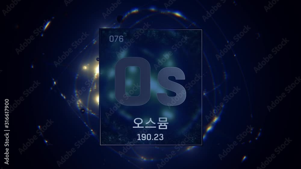 Osmium as Element 76 of the Periodic Table. Seamlessly looping 3D ...