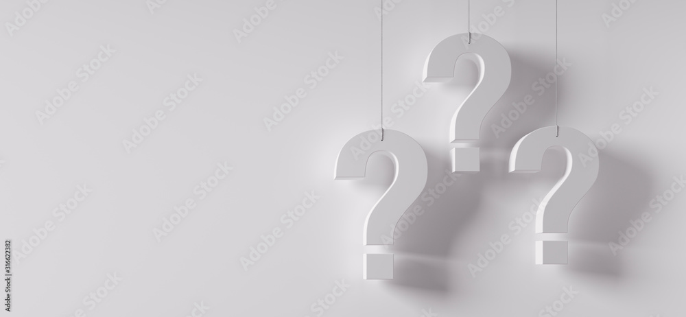 Three question marks in front of a white wall Stock Illustration ...