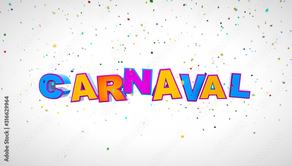 Carnaval colorful logo with confetti. Rio de Janeiro holiday. White ...