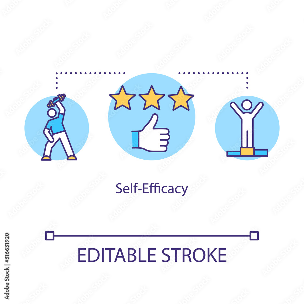 Self efficacy concept icon. Mental health idea thin line illustration ...