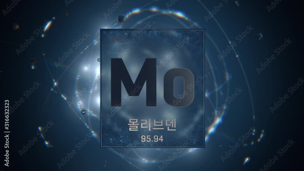 Molybdenum as Element 42 of the Periodic Table. Seamlessly looping 3D ...