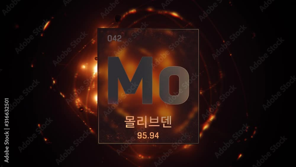 Molybdenum as Element 42 of the Periodic Table. Seamlessly looping 3D ...
