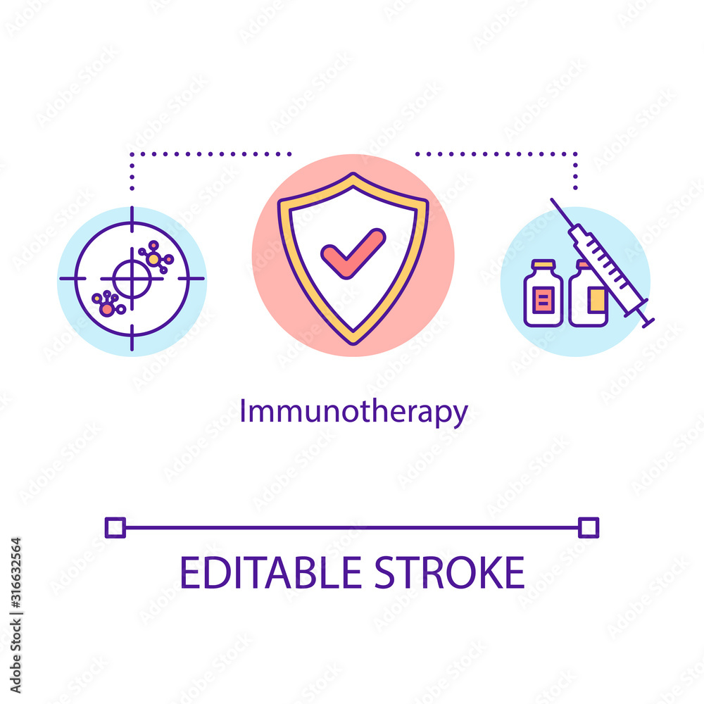 Immunotherapy concept icon. Cancer treatment idea thin line ...