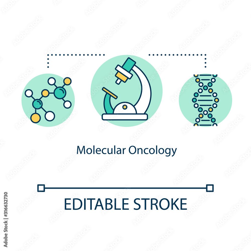 Molecular oncology concept icon. Targeted therapy idea thin line ...