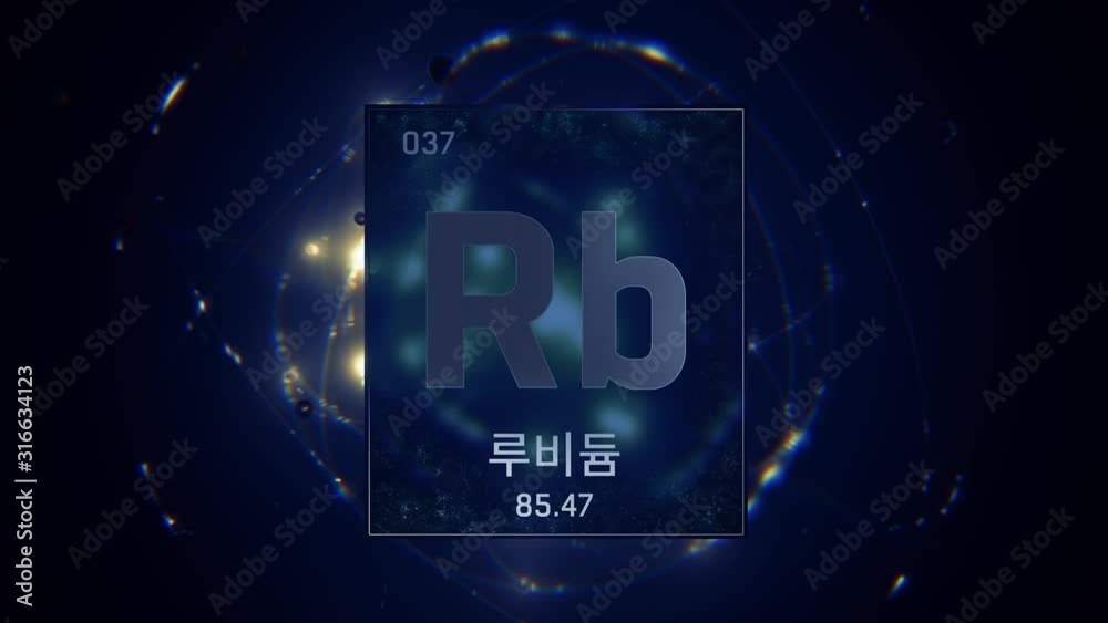 Rubidium as Element 37 of the Periodic Table. Seamlessly looping 3D ...