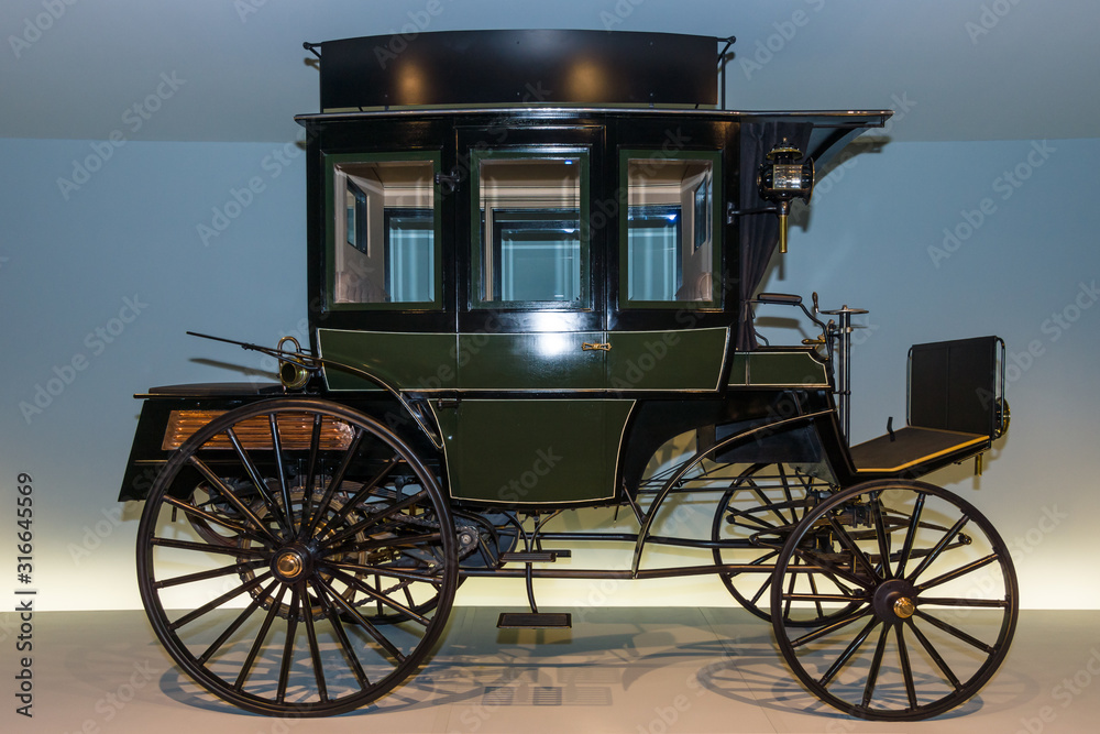 STUTTGART, GERMANY- MARCH 19, 2016: The first bus Benz Omnibus (Benz ...