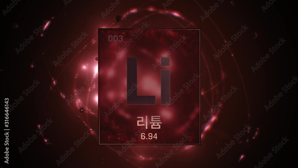 Lithium as Element 3 of the Periodic Table. Seamlessly looping 3D ...