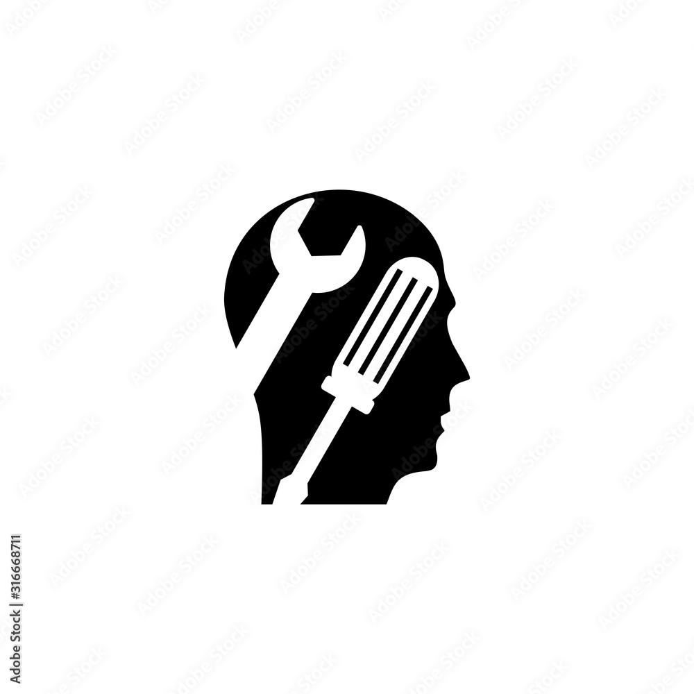 Vector symbol of human head. Profile face isolated on white background ...