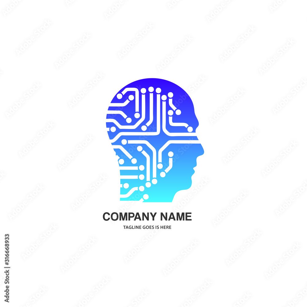 Vector symbol of human head. Profile face isolated on white background ...