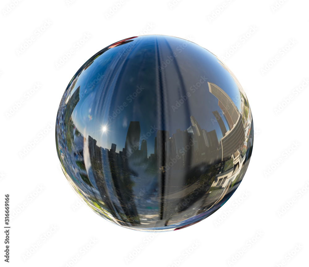 3d glass sphere world isolated on white background texture with shadow ...