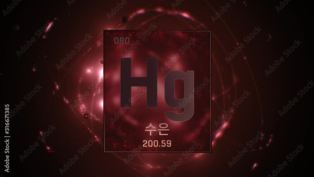 Mercury as Element 80 of the Periodic Table. Seamlessly looping 3D ...