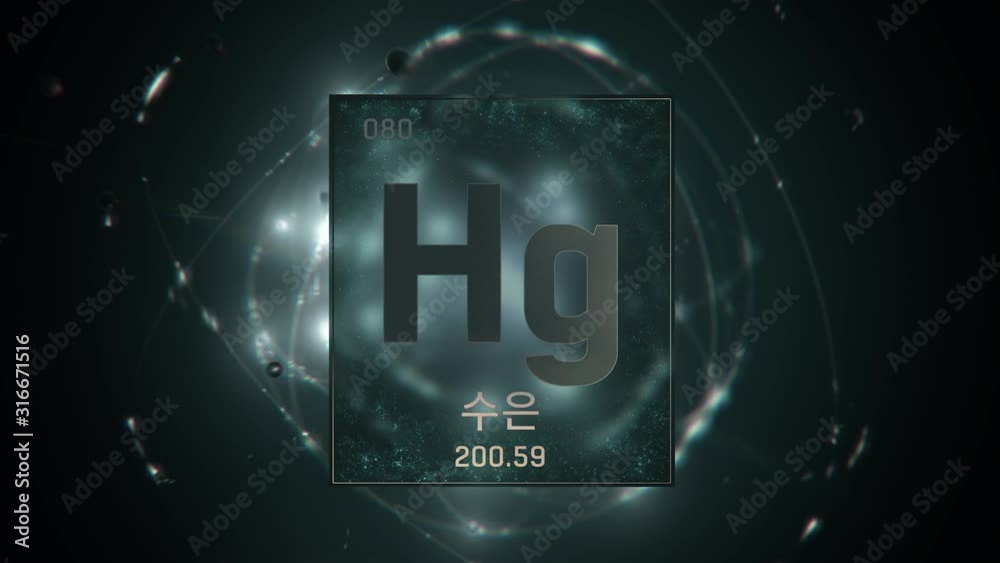 Mercury as Element 80 of the Periodic Table. Seamlessly looping 3D ...