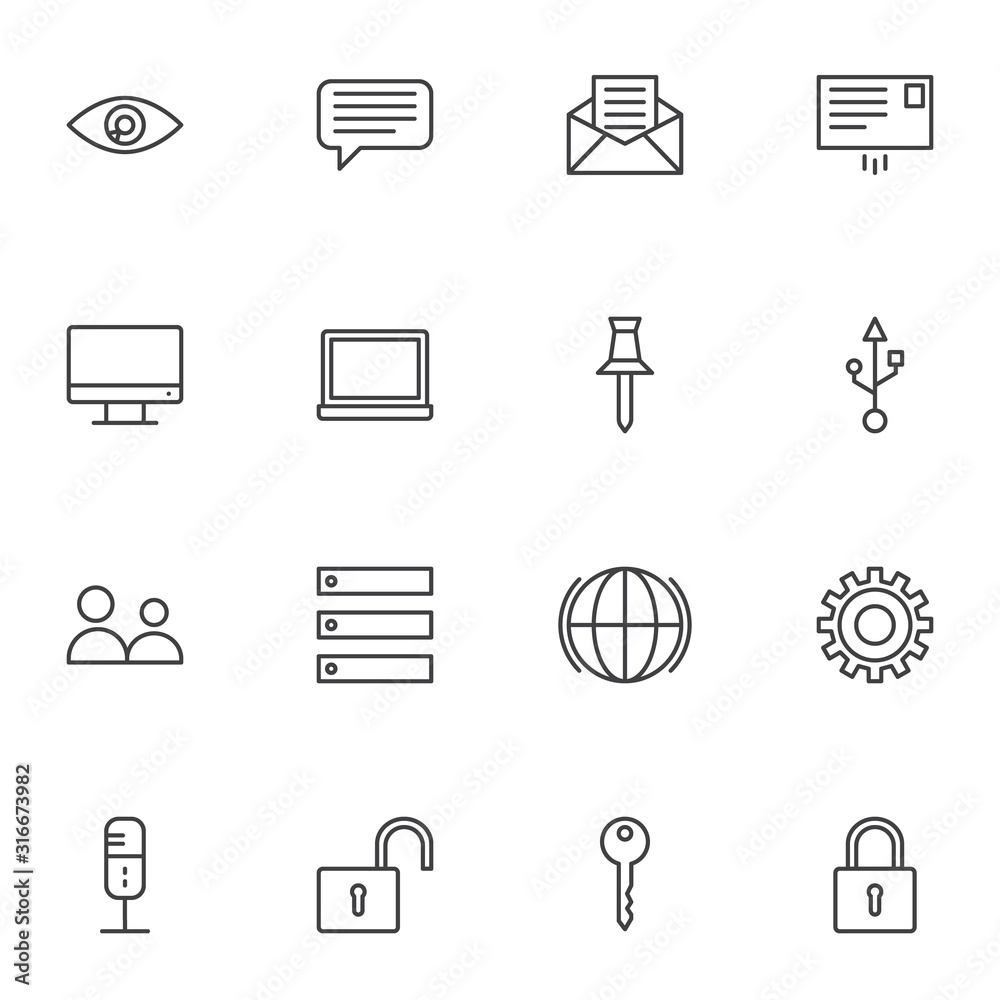 Web essentials line icons set. linear style symbols collection, outline ...