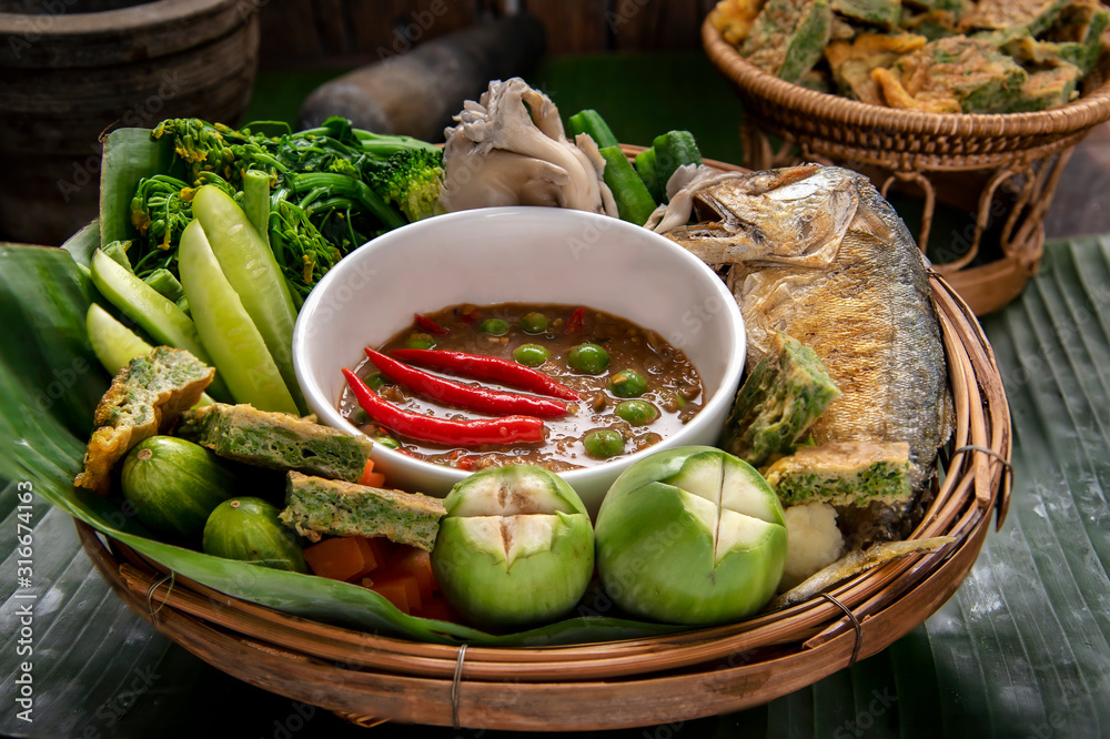 Shrimp-paste sauce,Spicy Kapi, Fried mackerel with shrimp paste sauce ...