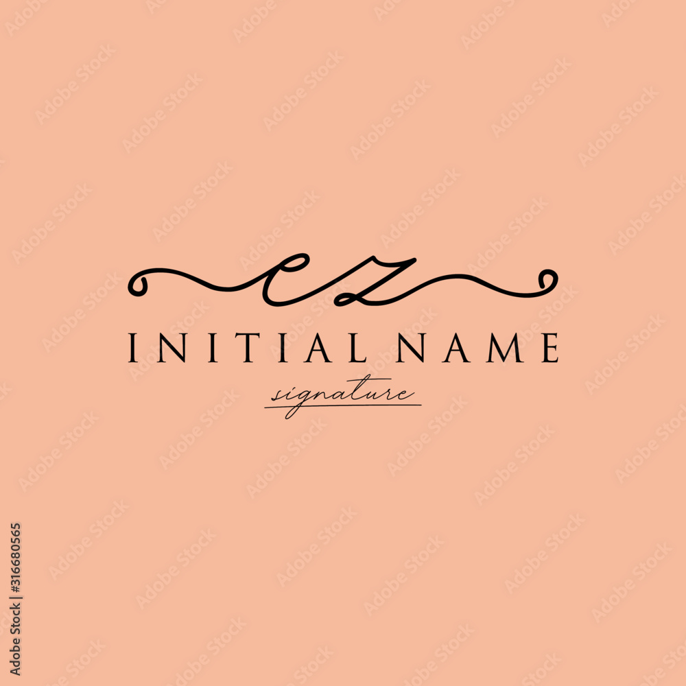 Initial letter EZ Signature handwriting Logo Vector Stock Vector ...