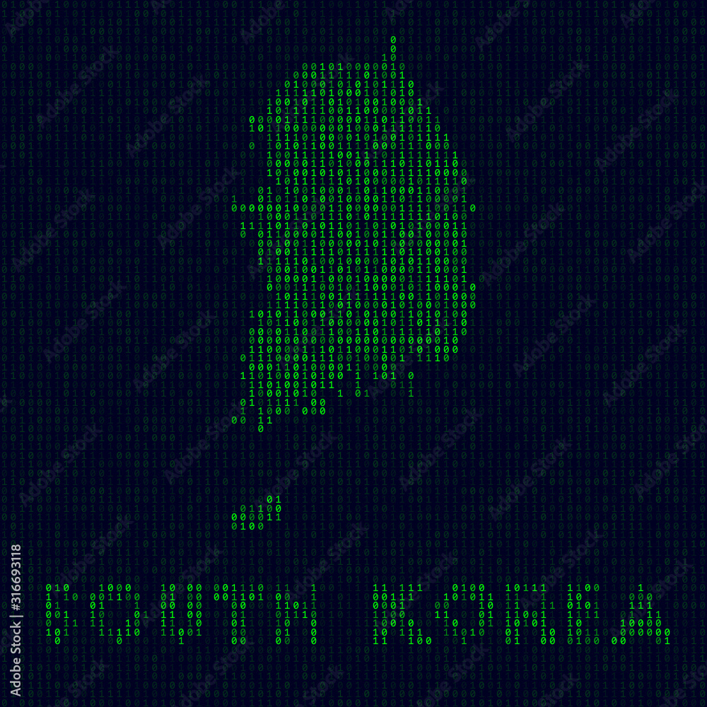 Digital South Korea logo. Country symbol in hacker style. Binary code ...