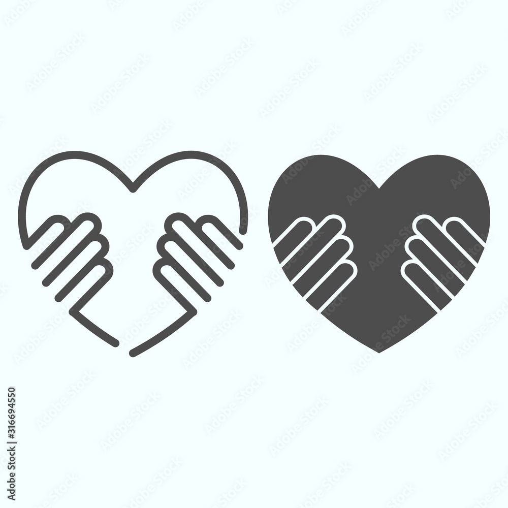 Heart in hands line and solid icon. Love in your hands vector ...