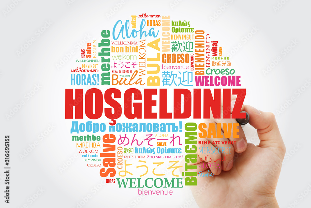 Hosgeldiniz (Welcome in Turkish) word cloud with marker in different ...