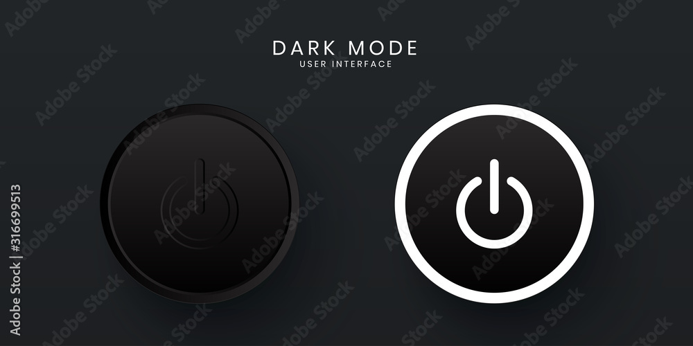 Elegant 3D Power Button ON / OFF UI in Dark Mode Stock Vector | Adobe Stock